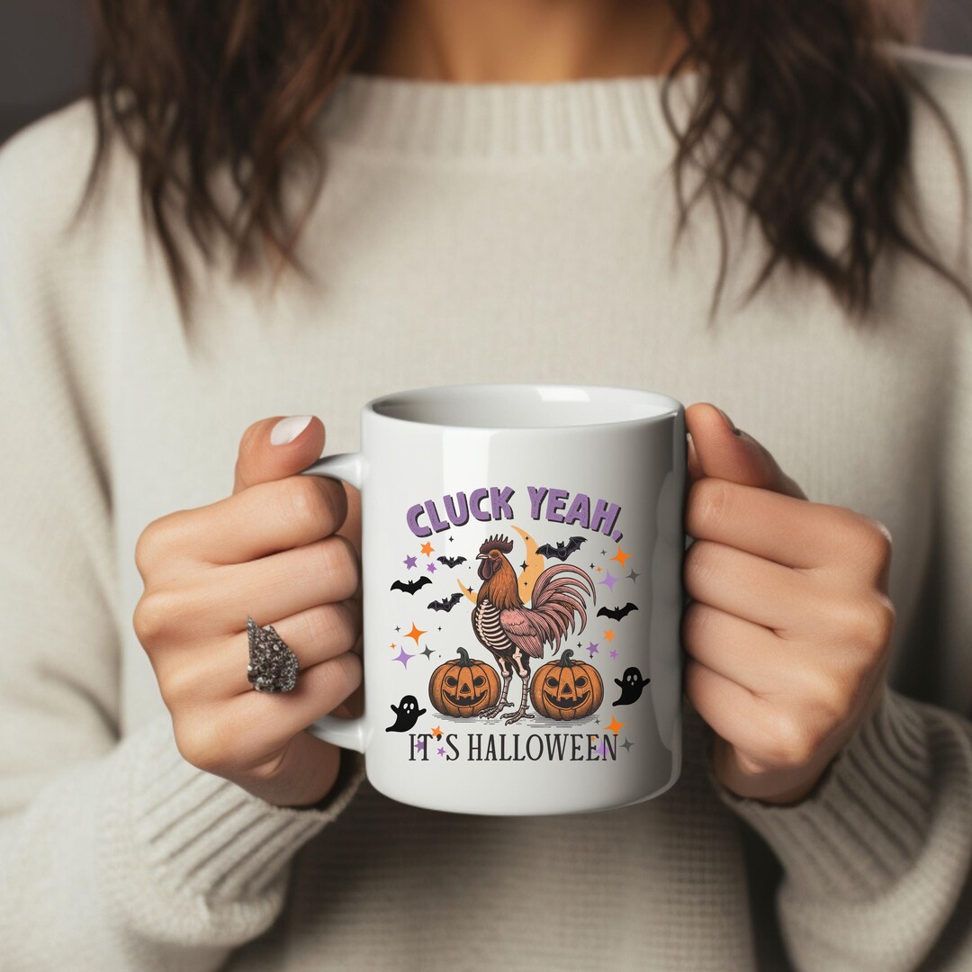 Halloween Chicken Coffee Cup "cluck Yeah It's Halloween" Coffee Mug Fun ...