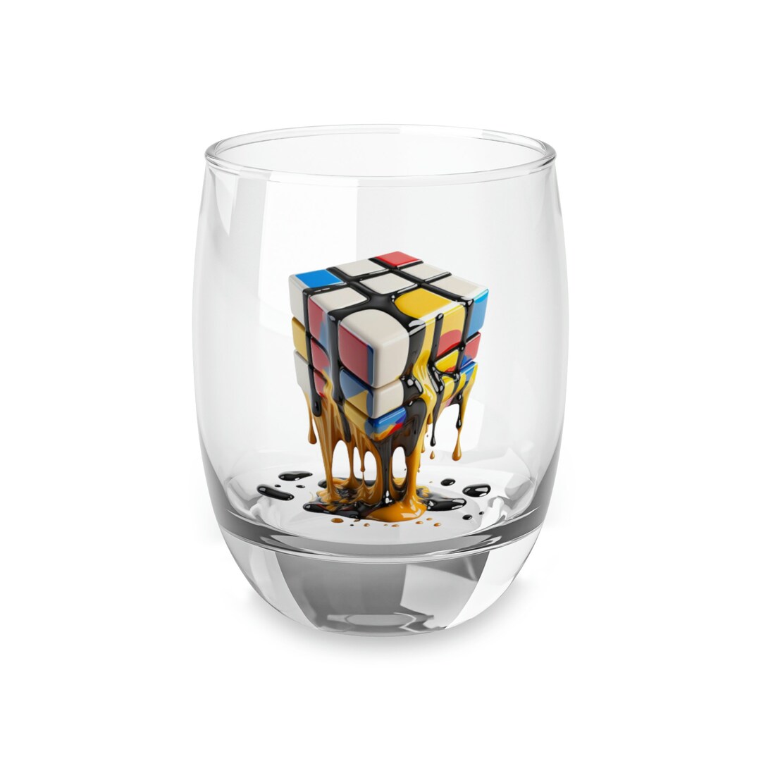6 Oz. Whiskey Glass, Rubik's Cube, Retro Gift, Throwback Gift, Bourbon ...