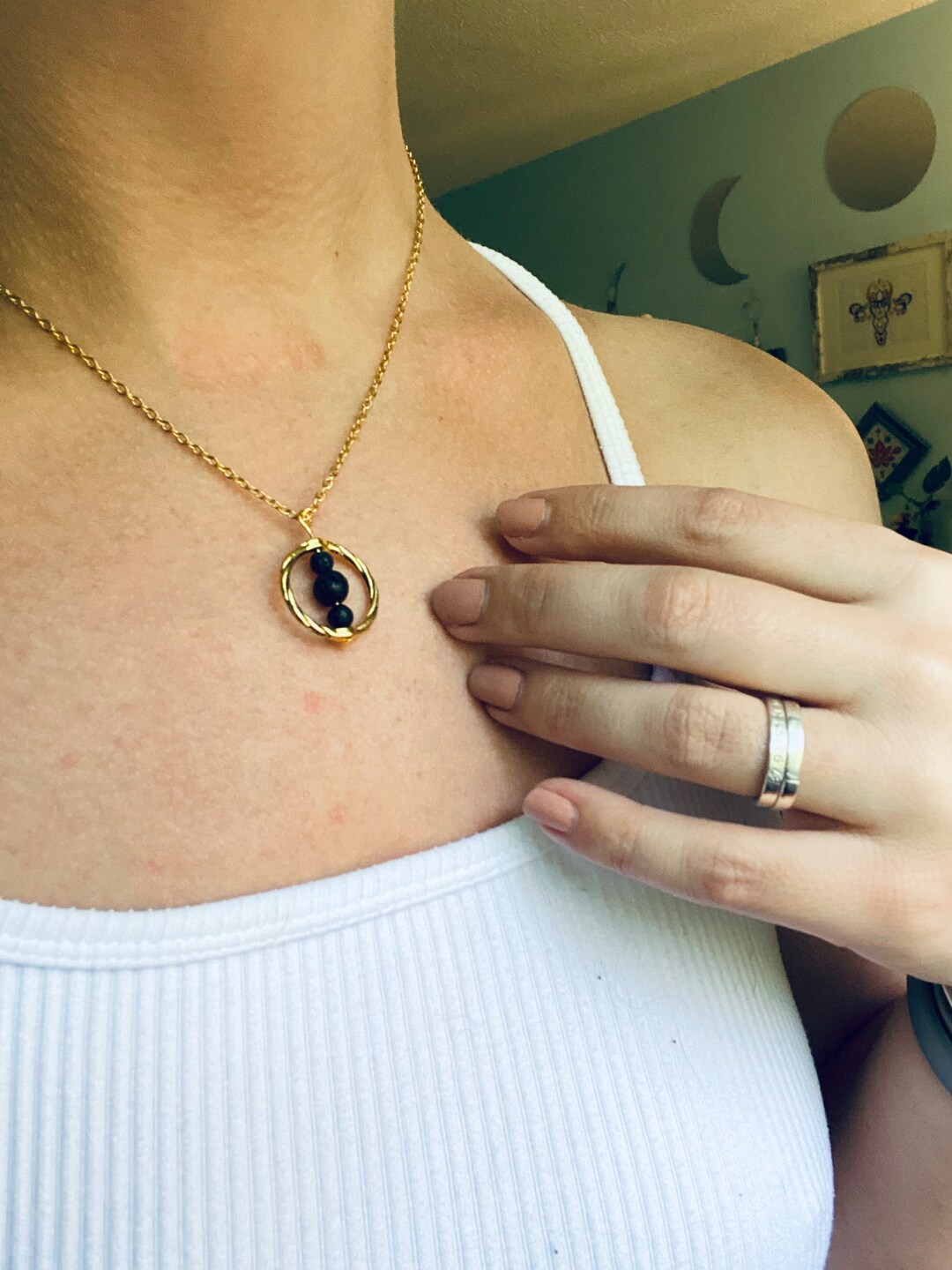 Simple Lava Bead and Gemstone Anxiety Fidget Necklace - Etsy