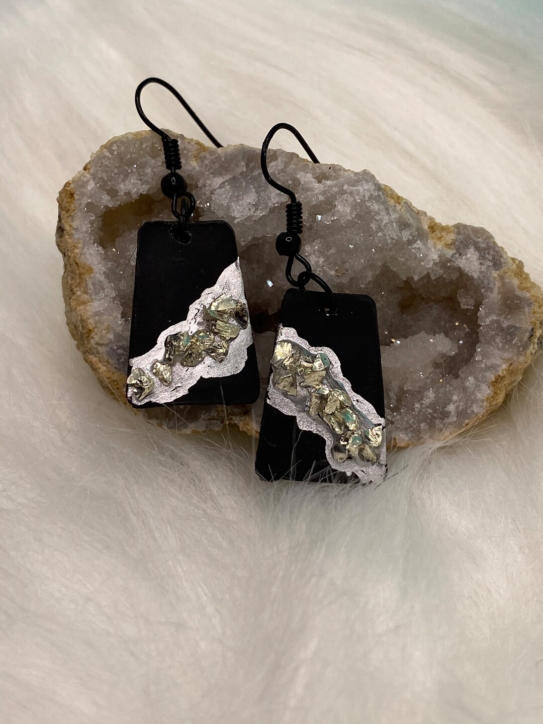 Polymer Clay Geode Earrings - Etsy