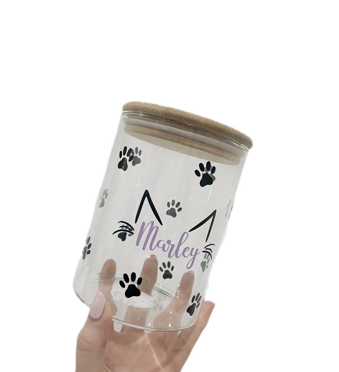 Personalised Dog/cat Treat Glass Storage Jar Canister, Wooden Lid, Airtight, Dog, Cat - Etsy