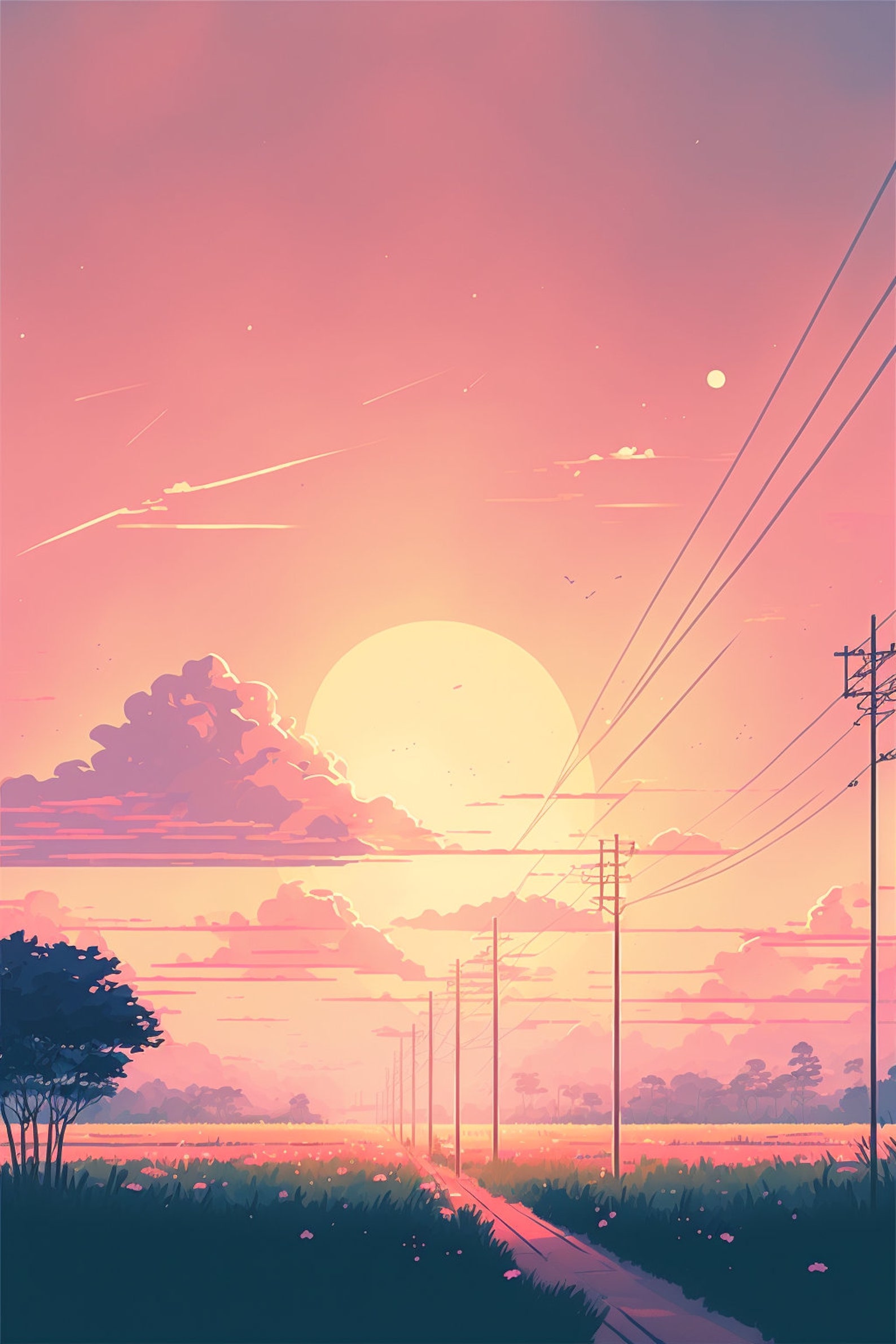 Pastel Sunset in the Fields - Etsy