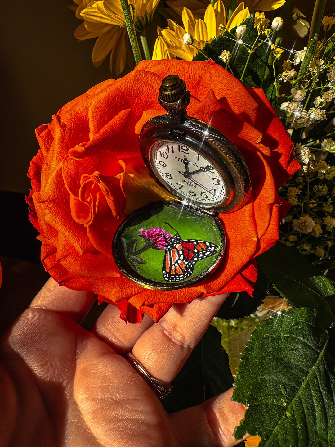 Cottagecore/fairycore Monarch Butterfly Bronze Pocket Watch - Etsy