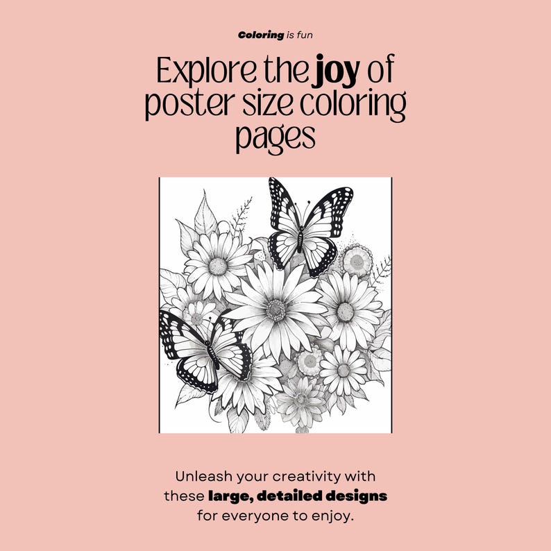 Monarch Bouquet Coloring Page, Letter Size, Poster Size, Floor Size ...