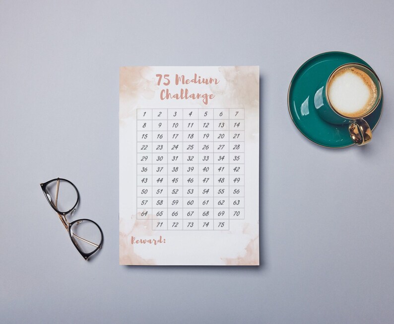 75 Medium Challenge Printable, Health Goals, Better Yourself, Gym ...
