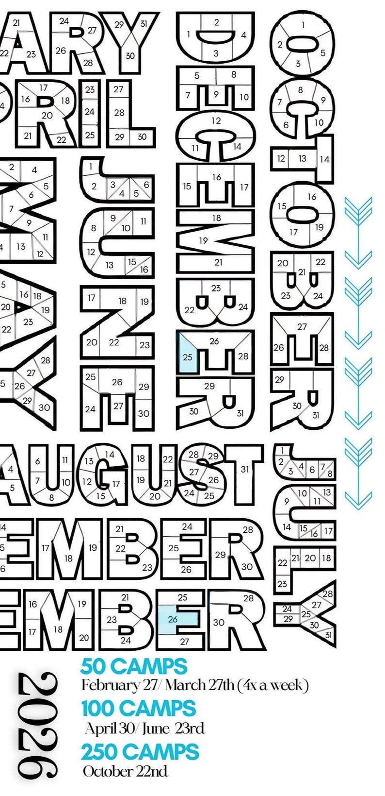 Boot Camp 2026 Tracker, Workout Planner, Motivation, Color Tracker ...