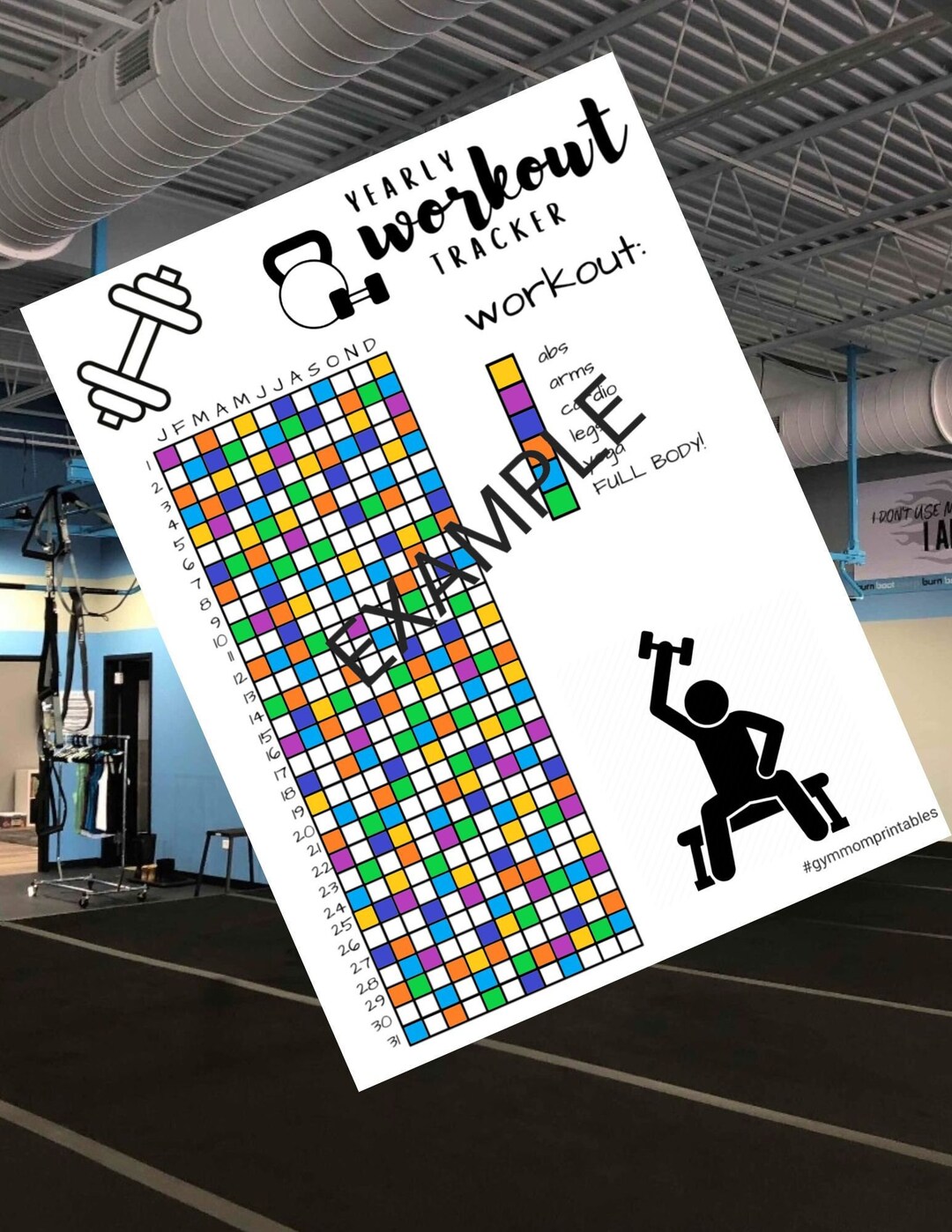 Yearly Workout Tracker, HIIT Workout Tracker, Yoga, Arm Day, Leg Day ...