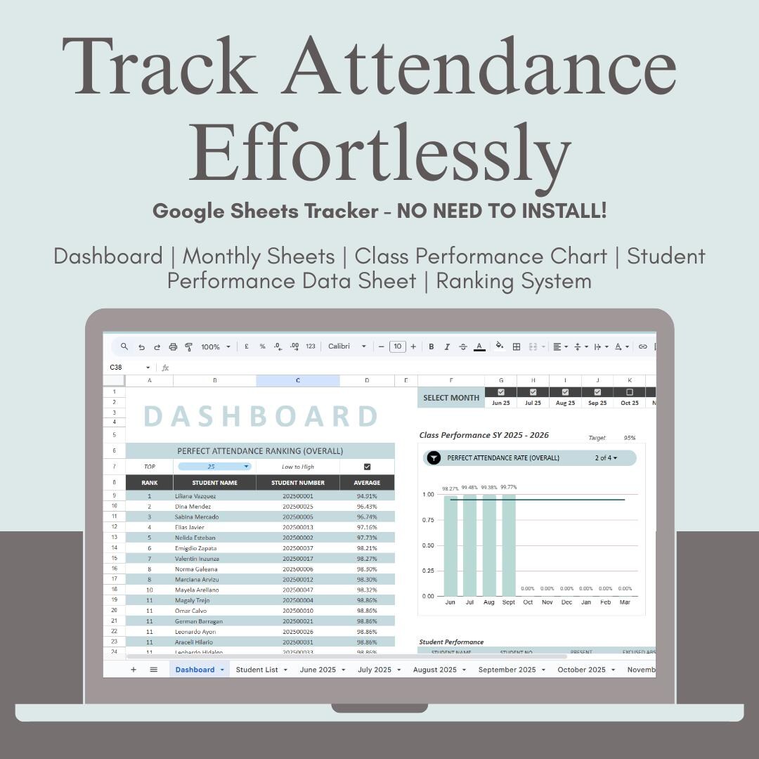 Attendance Monitoring Sheet, Attendance Tracker, Class Attendance ...