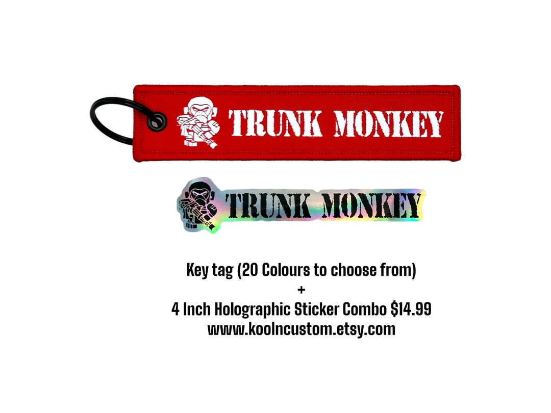Trunk Monkey + Holographic Sticker Bundle Custom Key Tag | Jet Tag ...