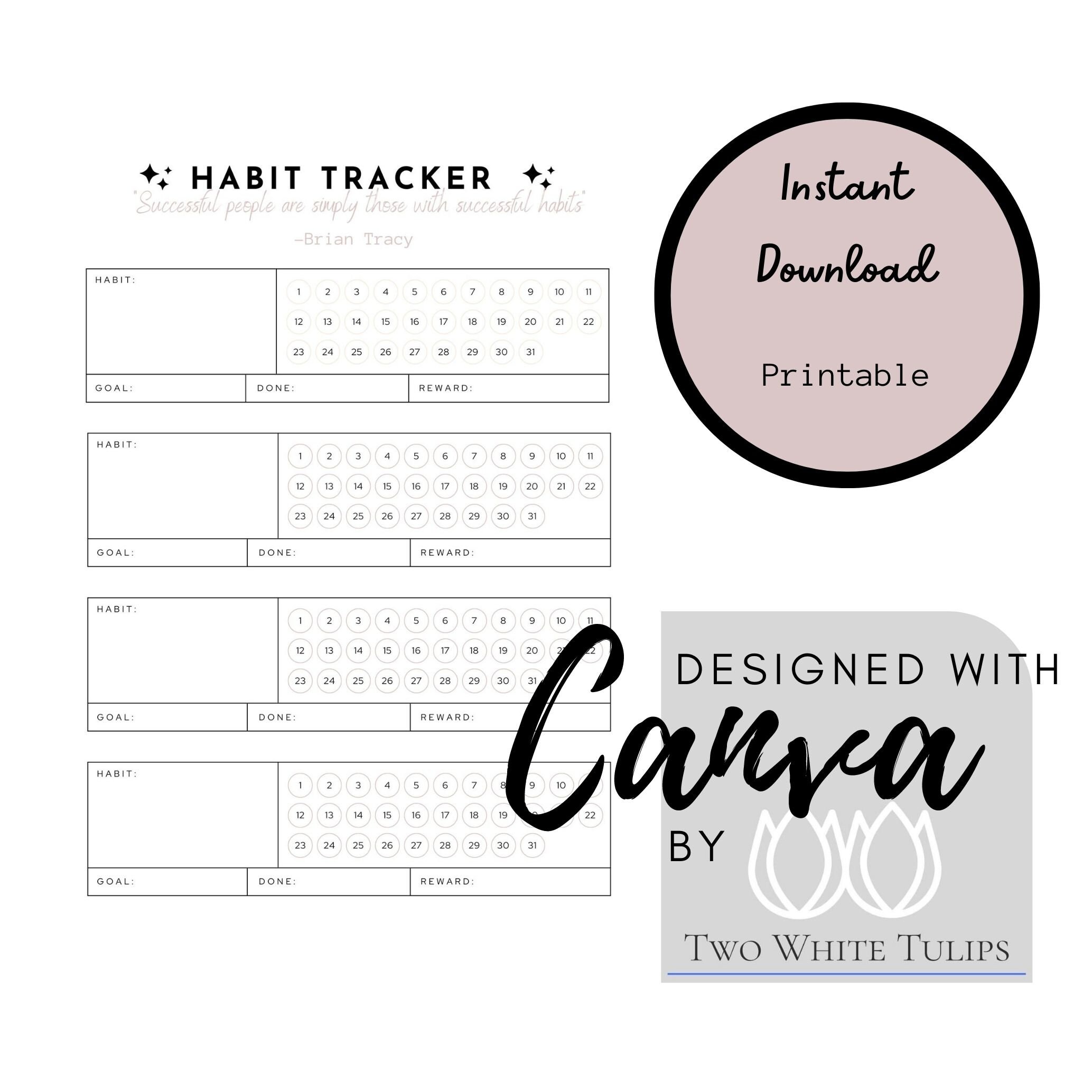 HABIT TRACKER PRINTABLE Goal Tracker digital Planning Journal Ideas ...