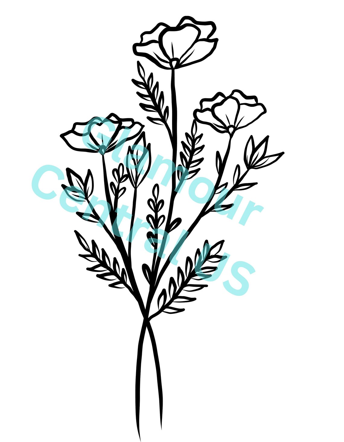 Wildflower Svg Flower Svg Flower Sketch Svg Instant Etsy