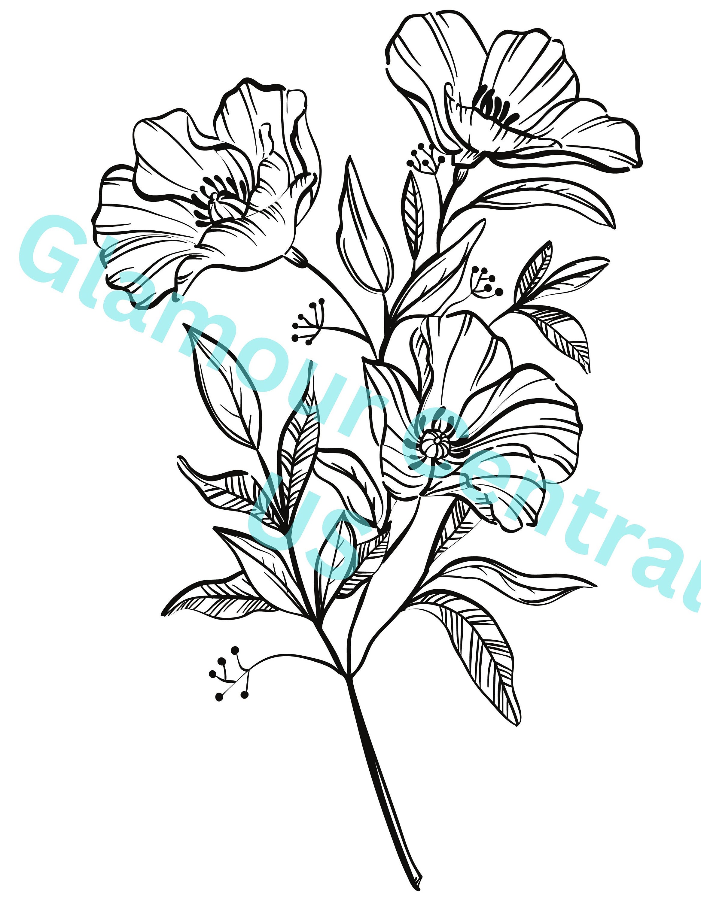 Wildflower Svg Flower Svg Flower Sketch Svg Instant Download