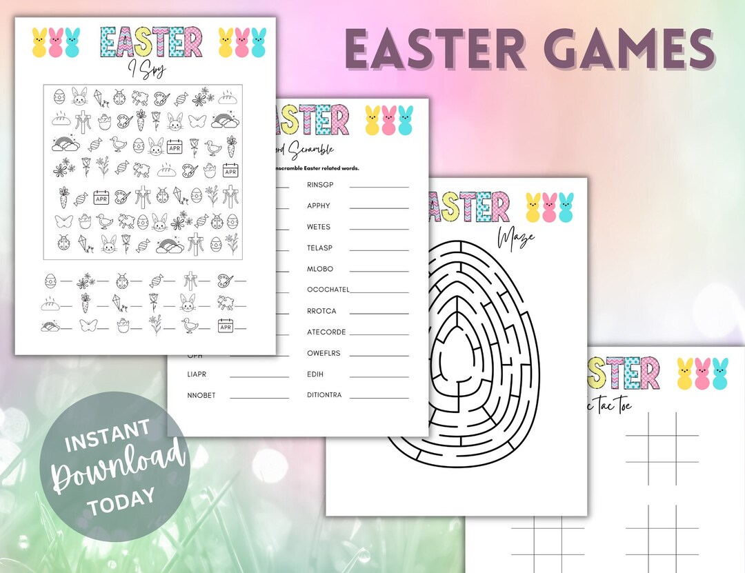 Easter Game Bundle, Easter Word Search, Spy, Tic Tac Toe and Maze ...
