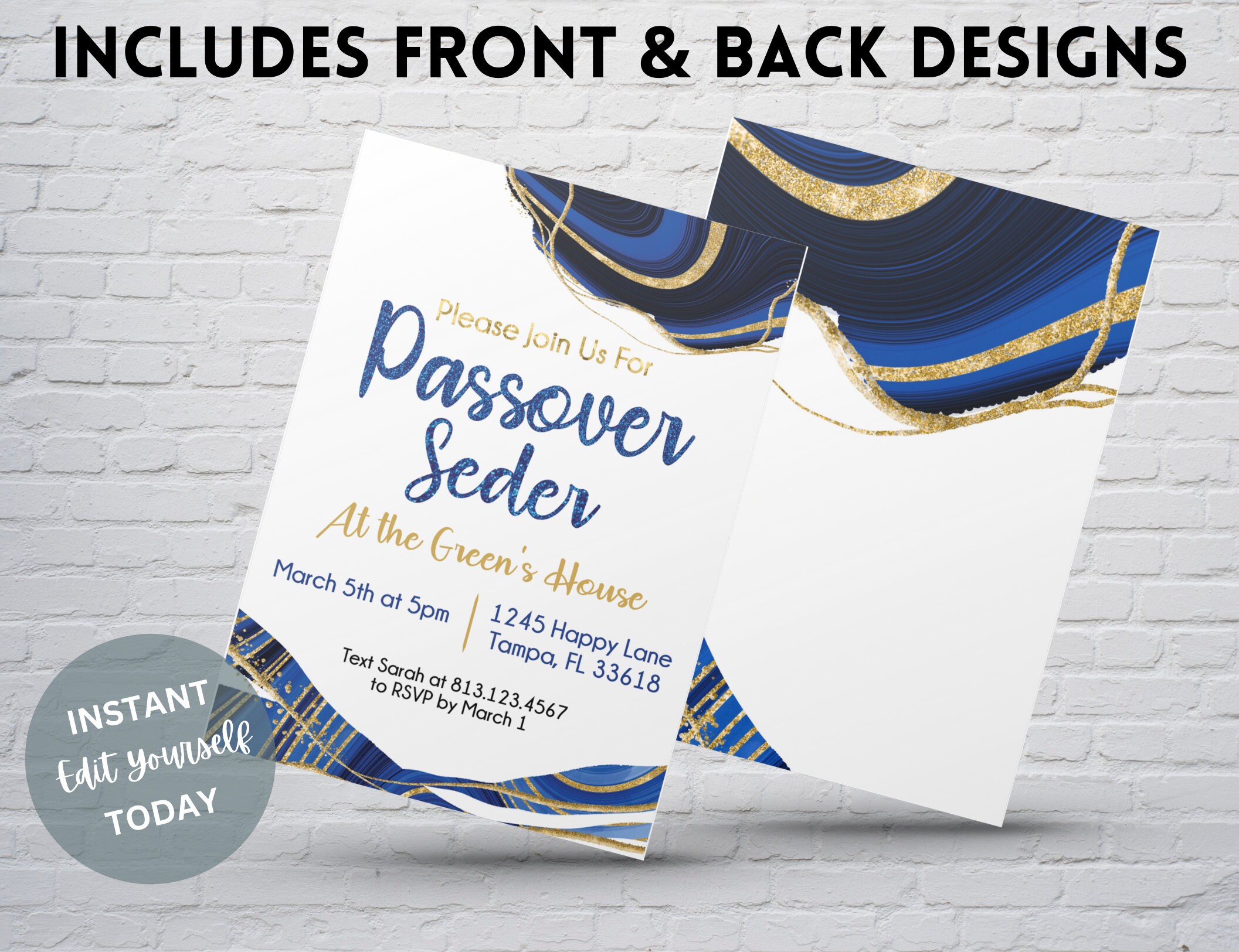 Passover Seder Invitation Passover Party Passover Seder Instant Download Customizable
