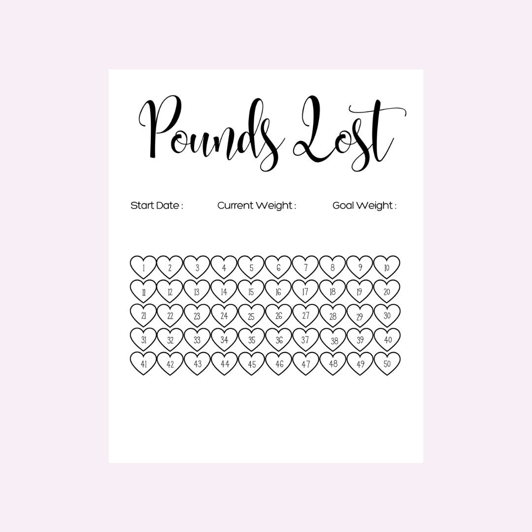 50lbs Weight Loss Tracker - Printable - Etsy