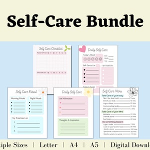 Self Care Printable Checklists & Fillable Planner | Mental Wellness PDF ...