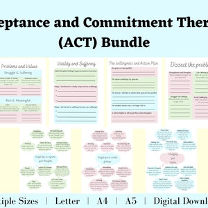 ACT Therapy| Acceptance and Commitment Therapy Worksheets| Printable ...