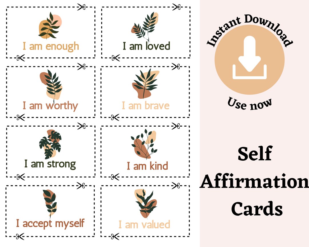 Self Affirmation Cards | Positive Affirmation Digital Print | Mental ...