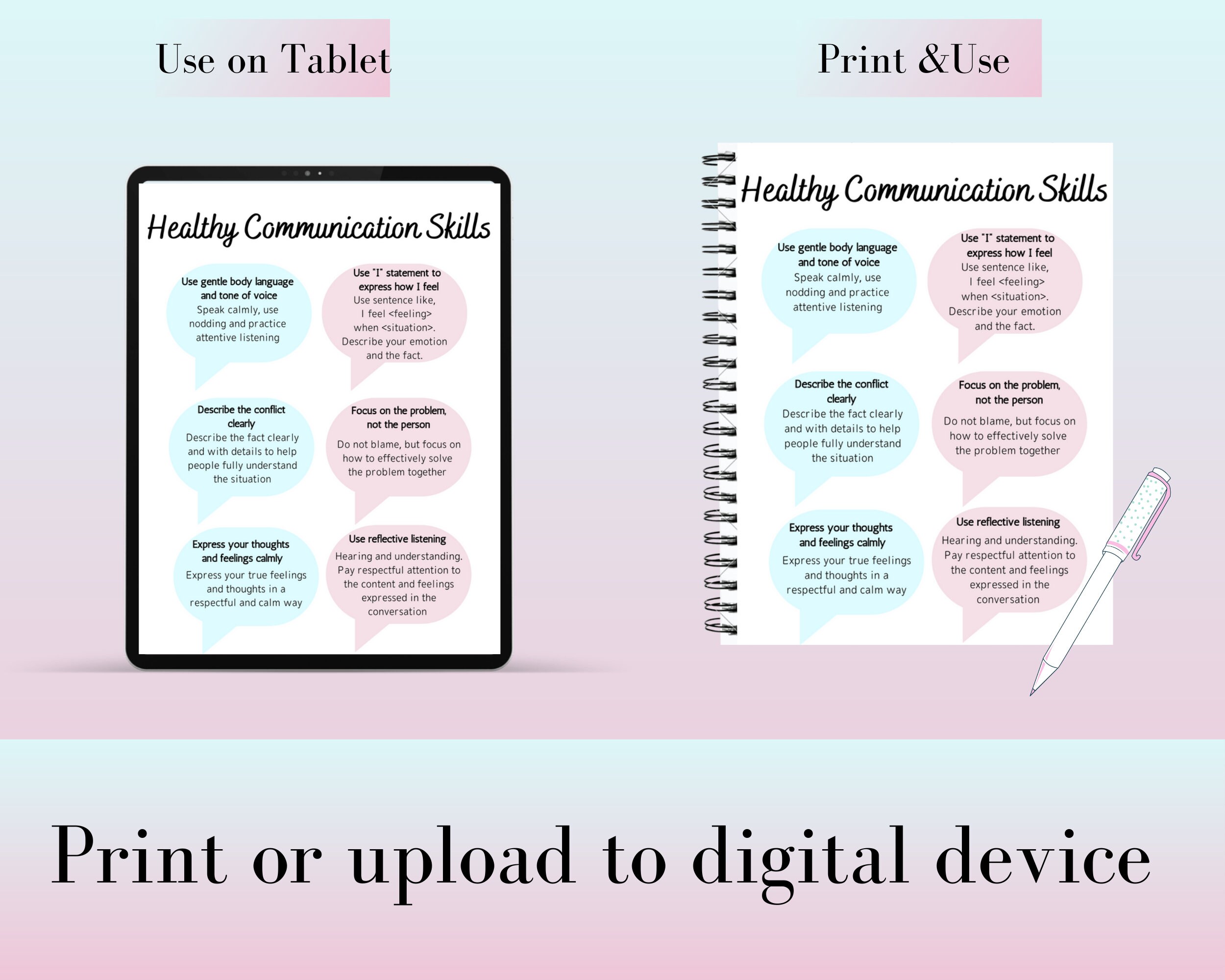 Healthy Communication Skills Printable: Therapist Tool (digital ...