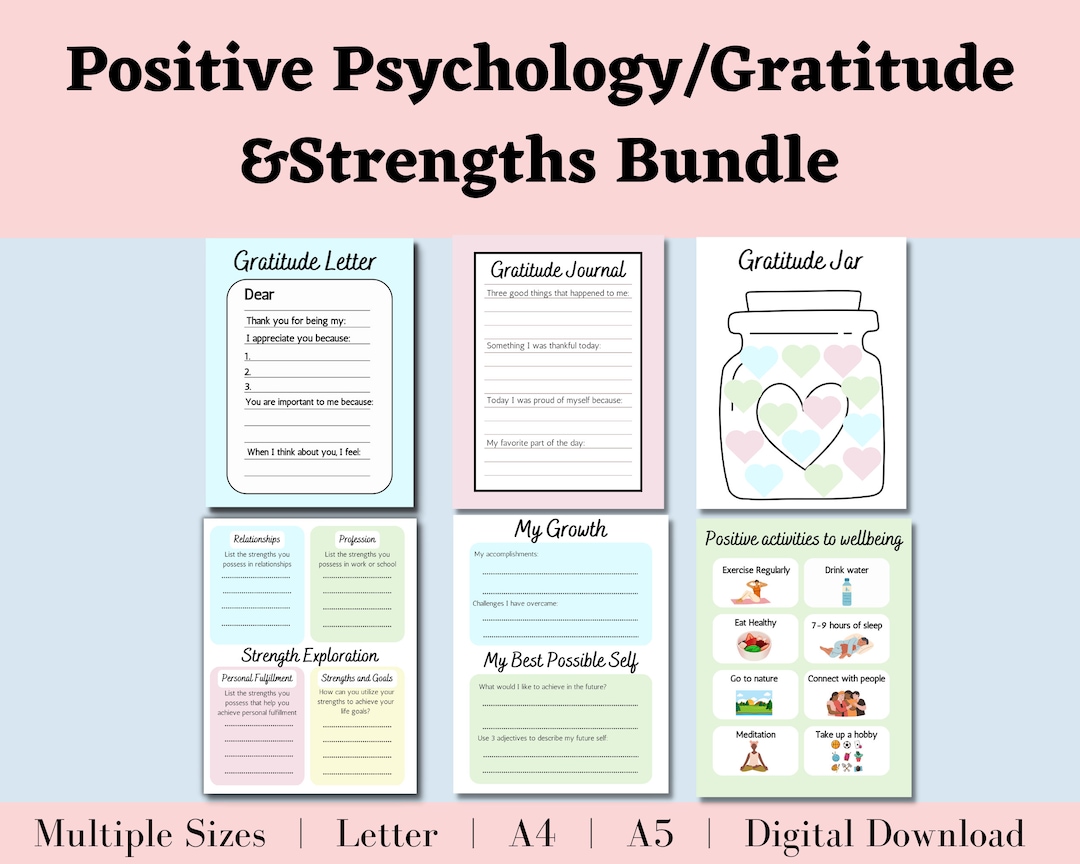 Positive Psychology Bundle| Gratitude Journal and Letter Prompt ...