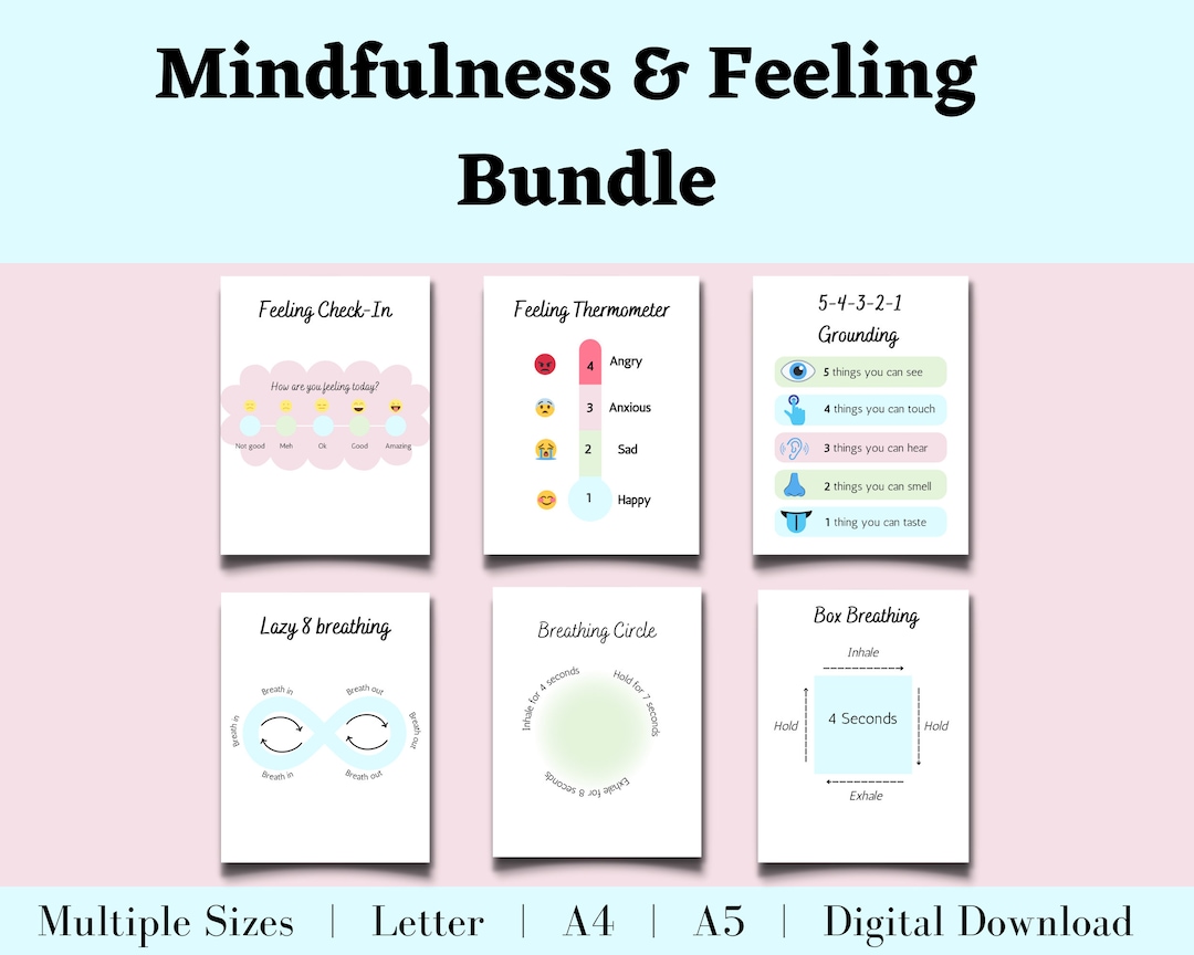 Mindfulness Printable| Breathing Exercise | Feeling Check-in & Feeling ...