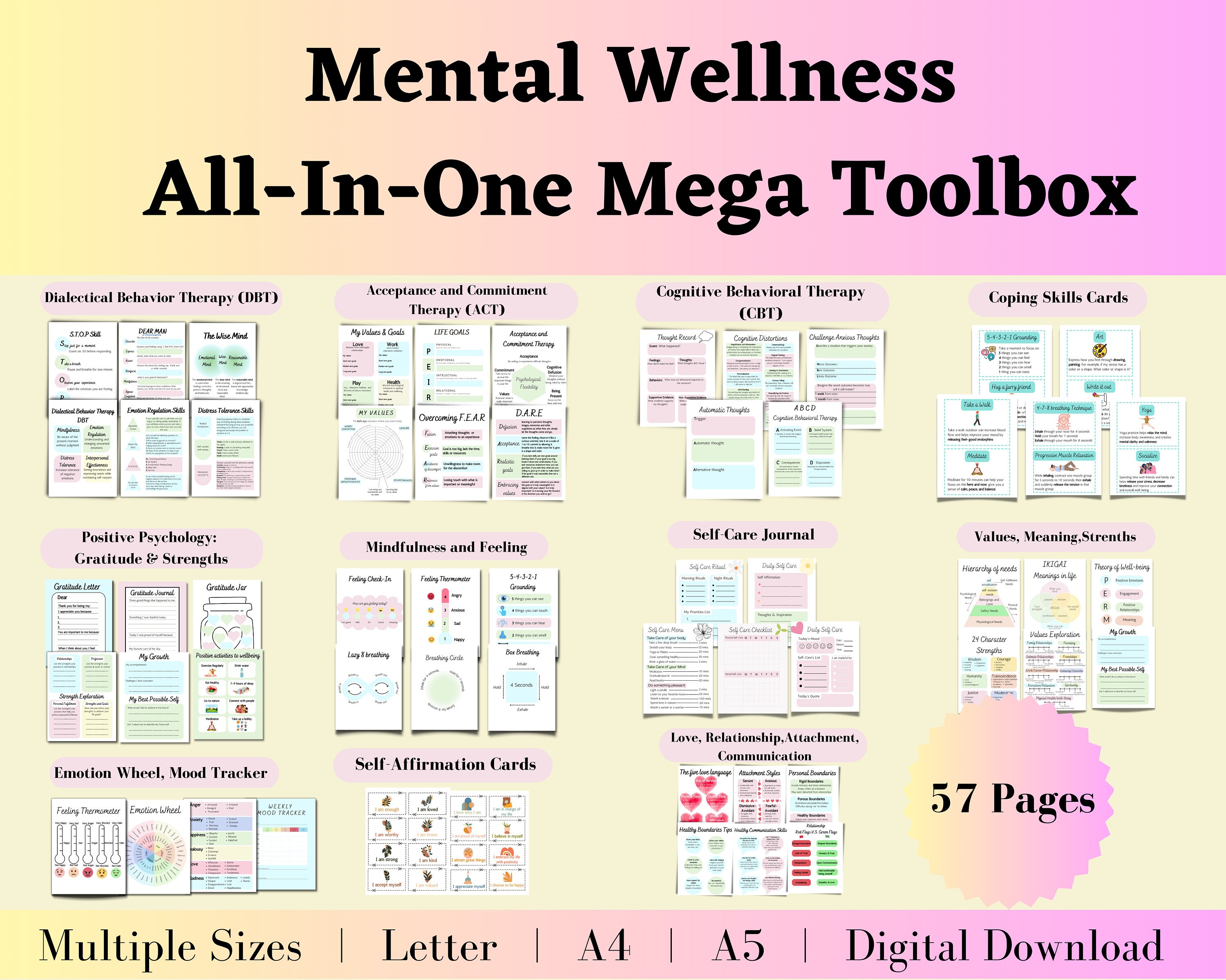 Mental Health Mega Bundle| Cbt+dbt+cbt|coping Skills Cards| Mindfulness ...