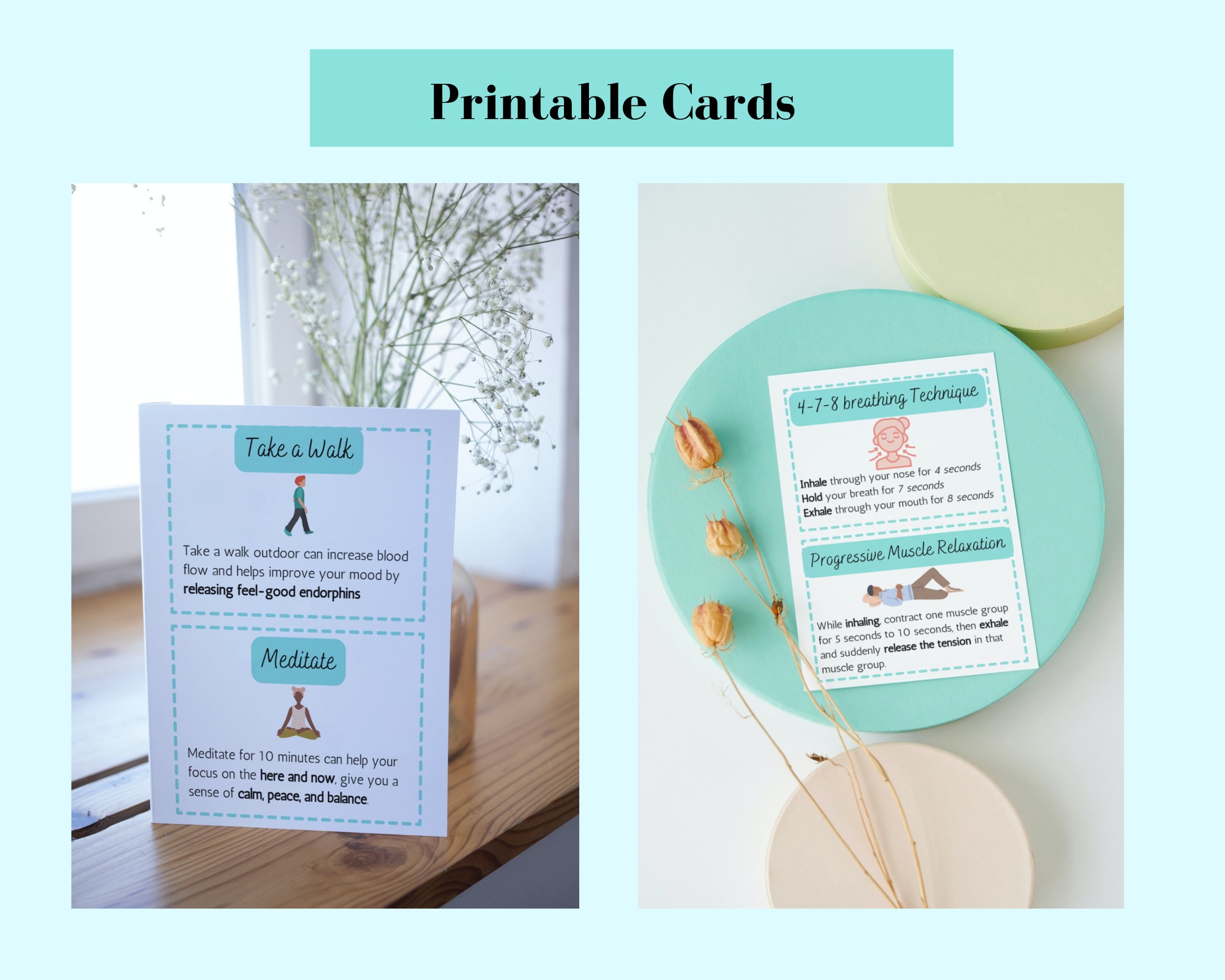 Coping Skills Card Printable for Adults| Mindfulness and Self-care ...
