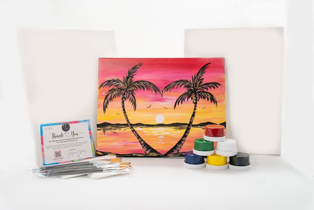 Valentines Day Art Kit - Couples Date Night - Sunset Lover Painting Kit ...