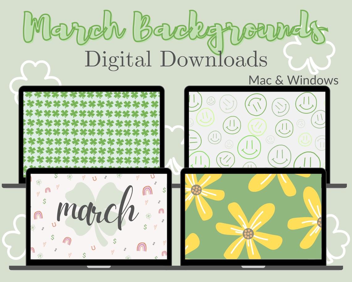 March Desktop Backgrounds Digital Download 1920x1090x St Patricks Day ...