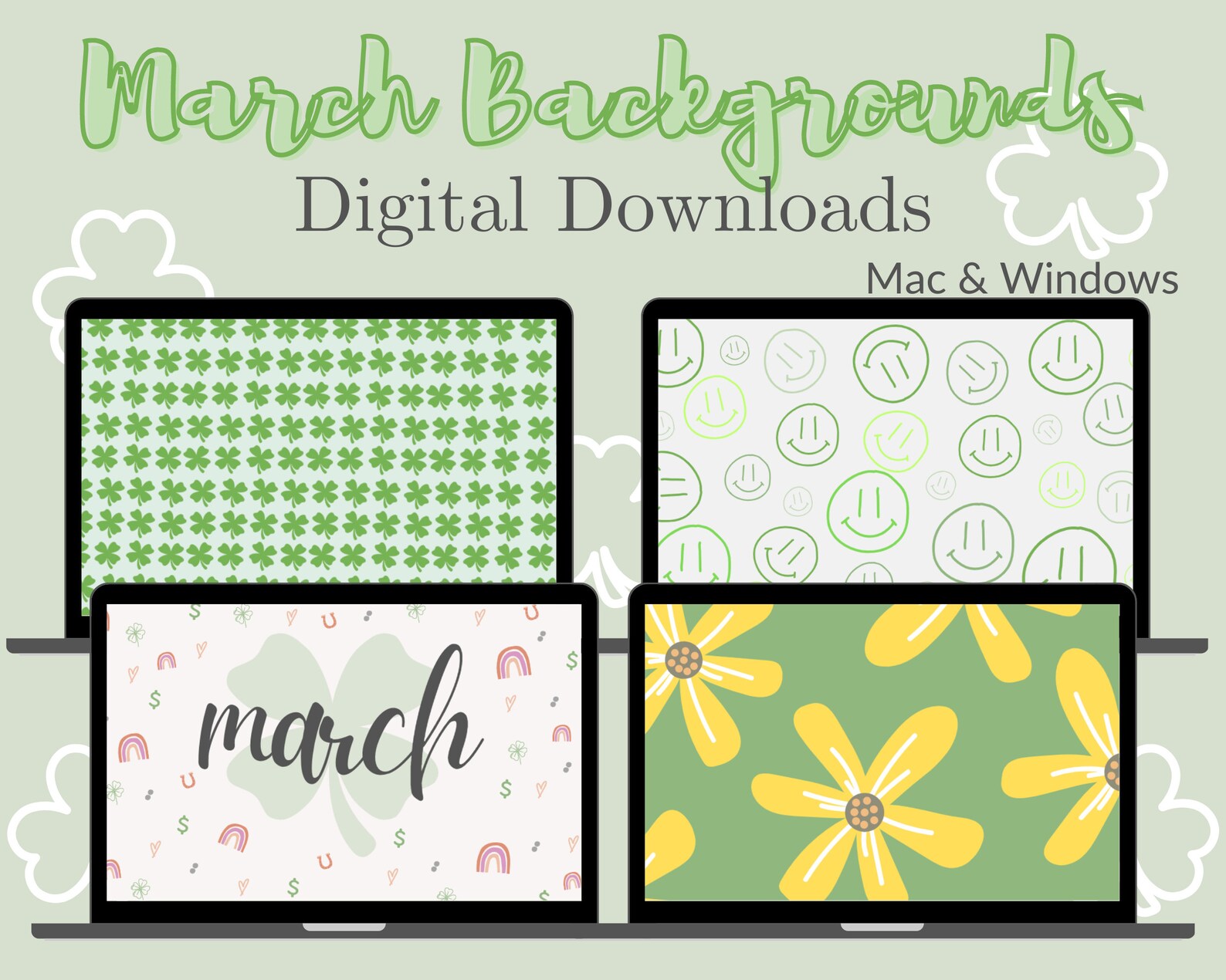 March Desktop Backgrounds Digital Download 1920x1090x St Patricks Day ...