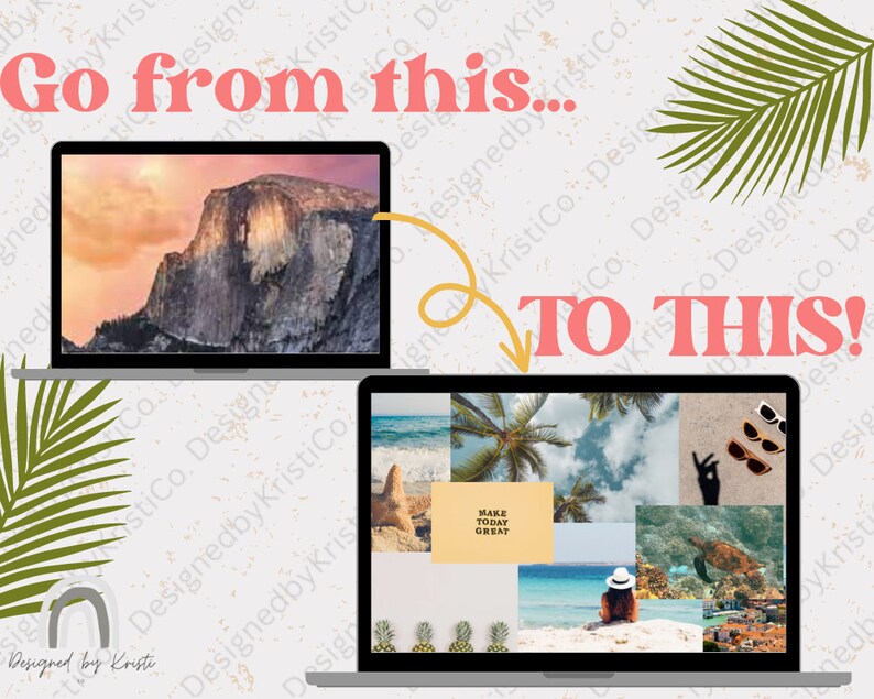 SUMMER VIBES Desktop Wallpaper + Folder Icons, Desktop Icon, Digital ...