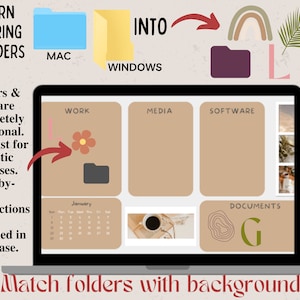 2023 Desktop Wallpaper Organizers + Folder Icons, EDITABLE Templates in ...