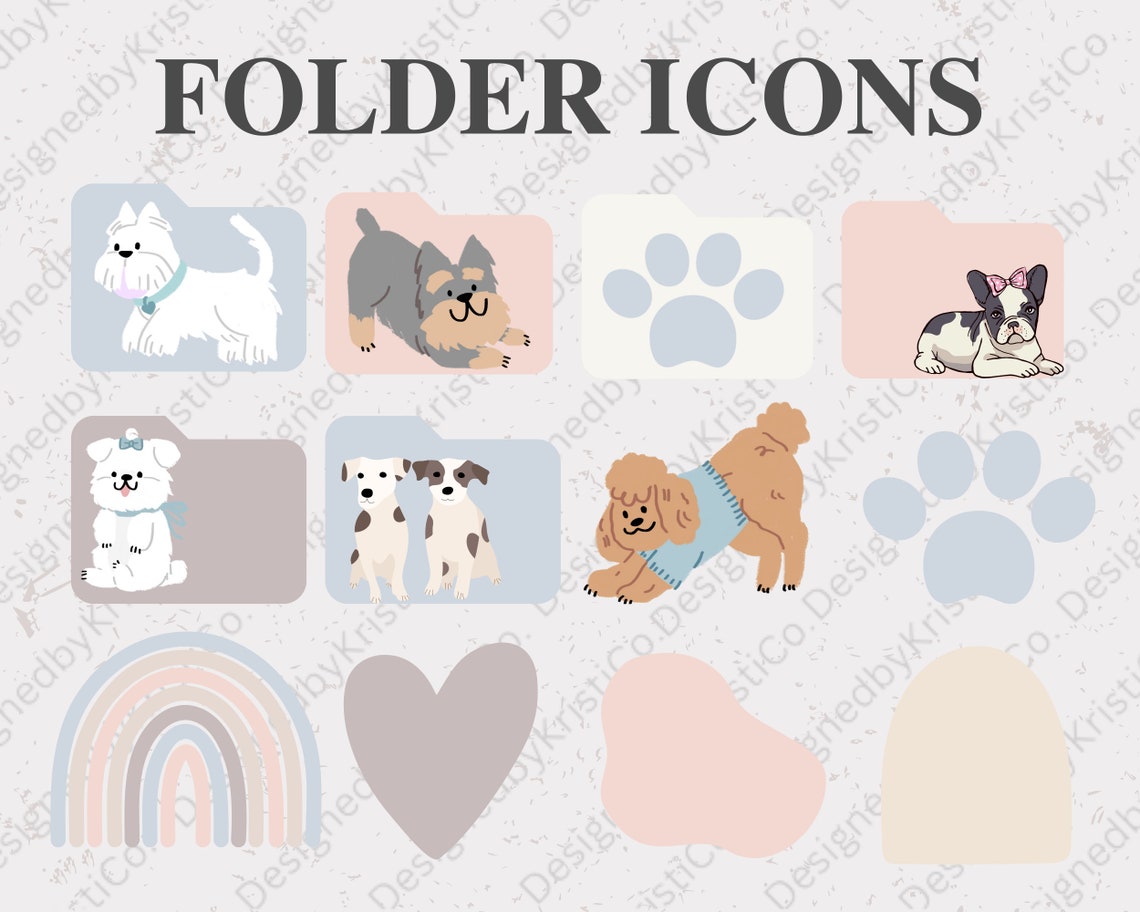 DOGS Desktop Folder Icons + BONUS Wallpaper, Mac + Windows Folder Icons ...