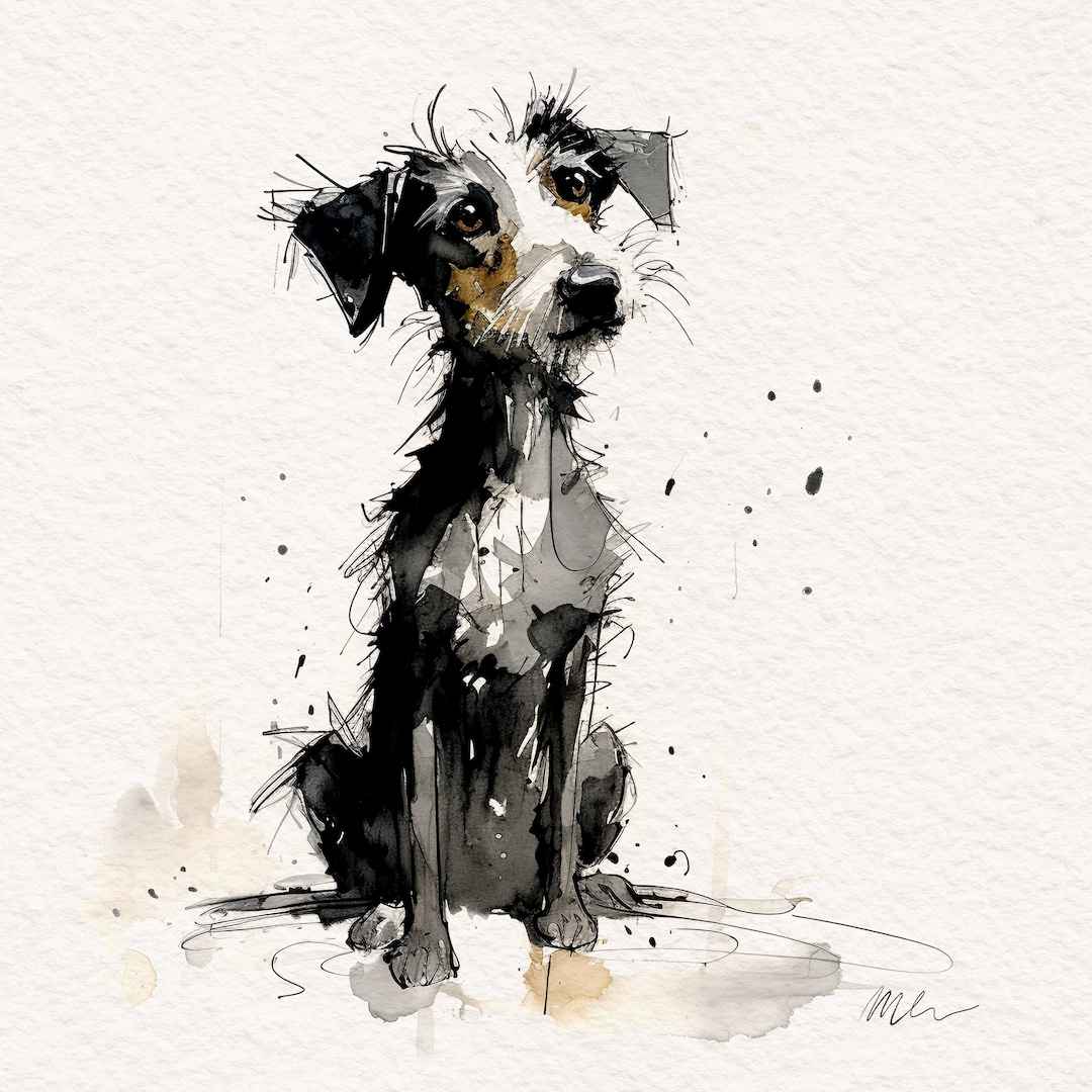 Scruffy Dog Printable Stationery, Printable Greeting Card, Digital ...