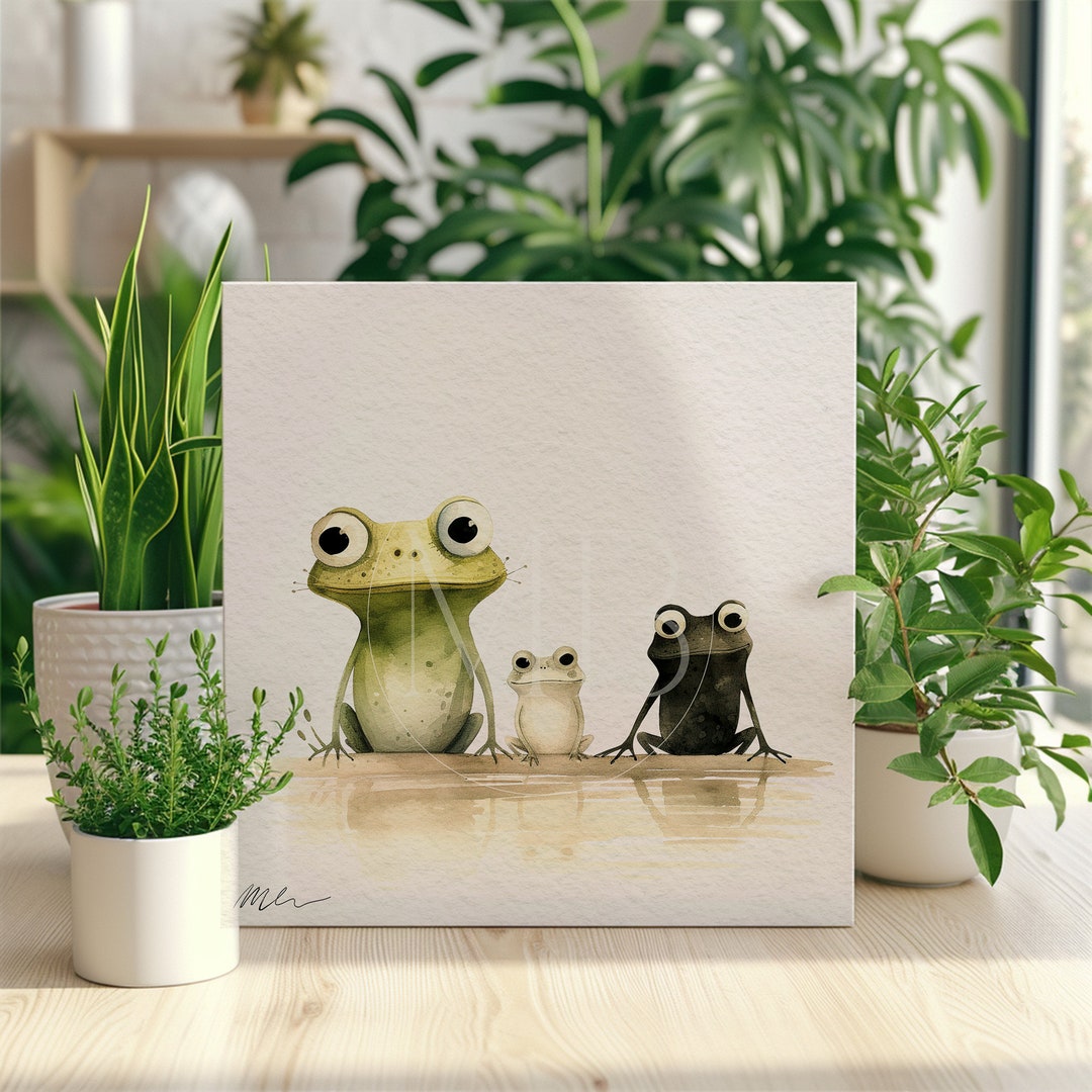 Frog Trio Printable Stationery, Greeting Card, Digital Blank Card, Froggy Greeting Card ...