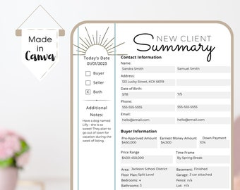 New Client Summary for Real Estate Marketing for Realtors Canva ...