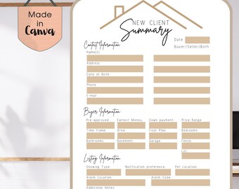 Real Estate Client Summary Template: Realtor Marketing (canva, Digital ...