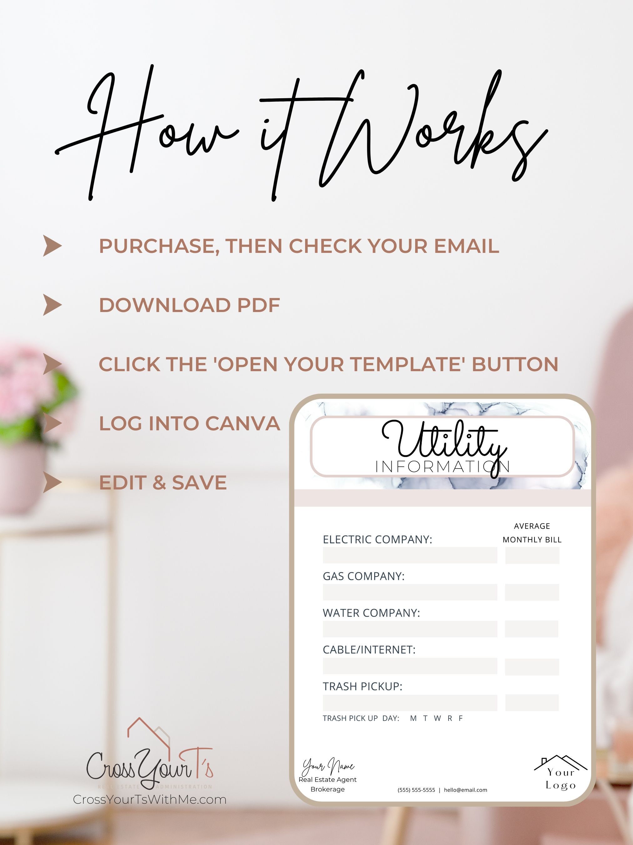Real Estate Utility Info Sheet: Realtor Marketing Canva Template ...