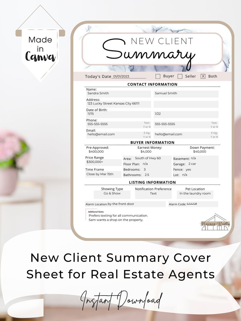 New Client Summary for Real Estate | Marketing for Realtors | Canva ...