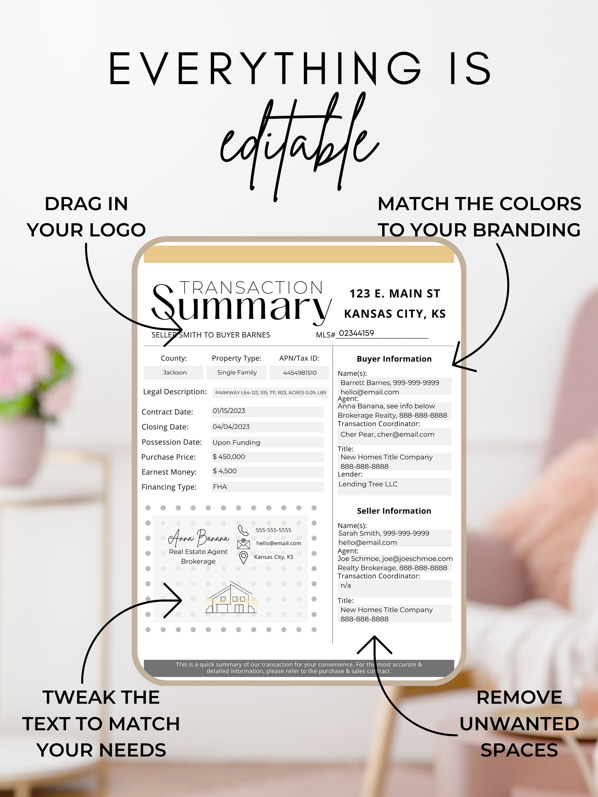 Real Estate Transaction Summary Template: Realtor Marketing (canva ...