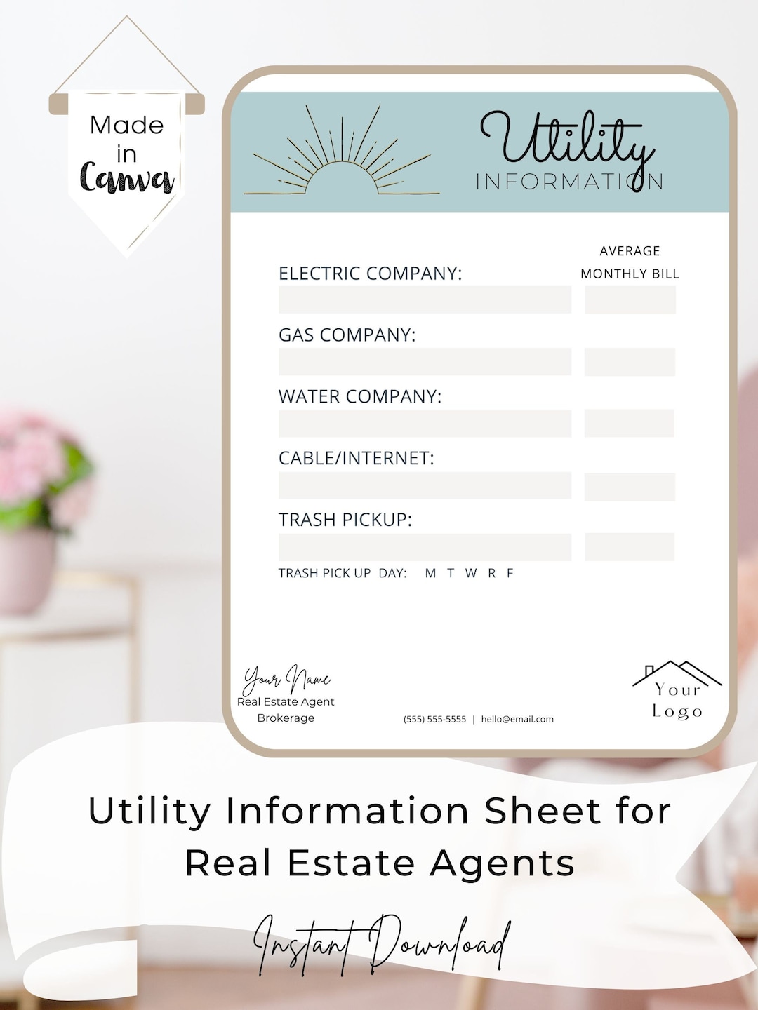 Utility Info Request for Real Estate | Marketing for Realtors | Canva ...
