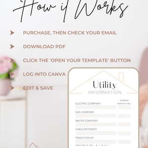 Real Estate Utility Information Sheet: Canva Template (digital Download ...