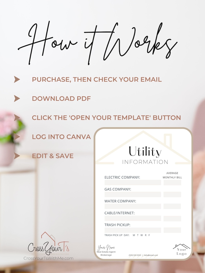 Real Estate Utility Information Sheet: Canva Template (digital Download ...