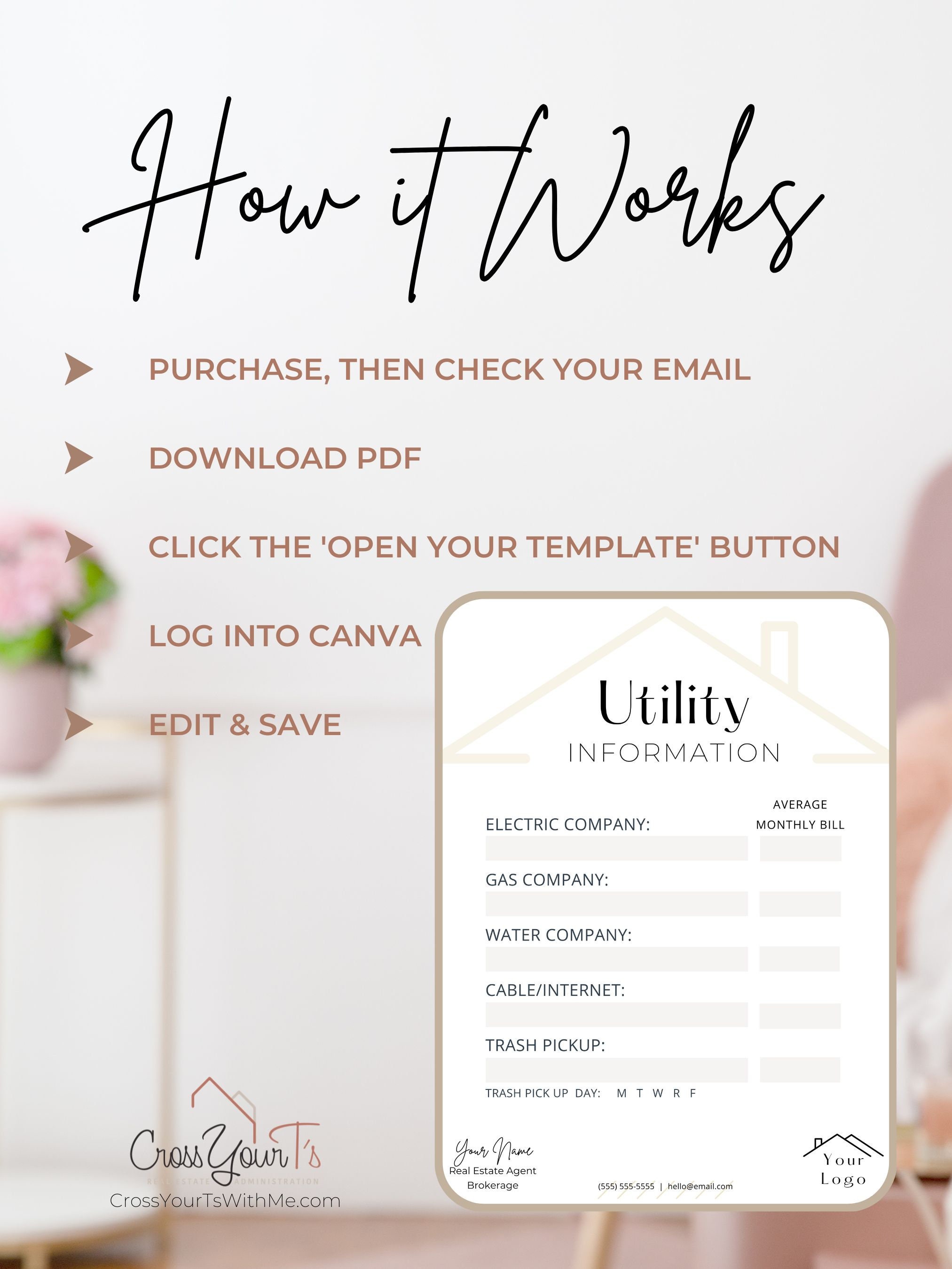 Real Estate Utility Information Sheet: Canva Template (digital Download ...