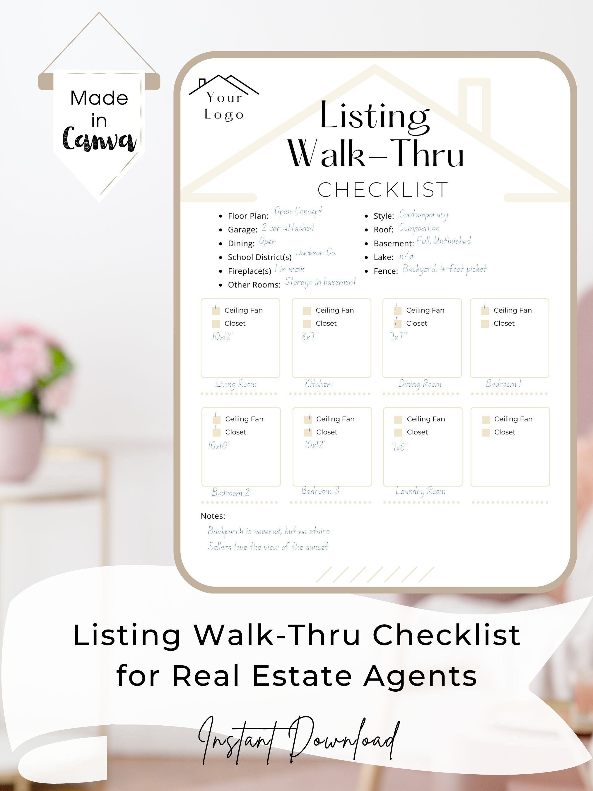 Listing Checklist for Real Estate | Marketing for Realtors | Canva ...