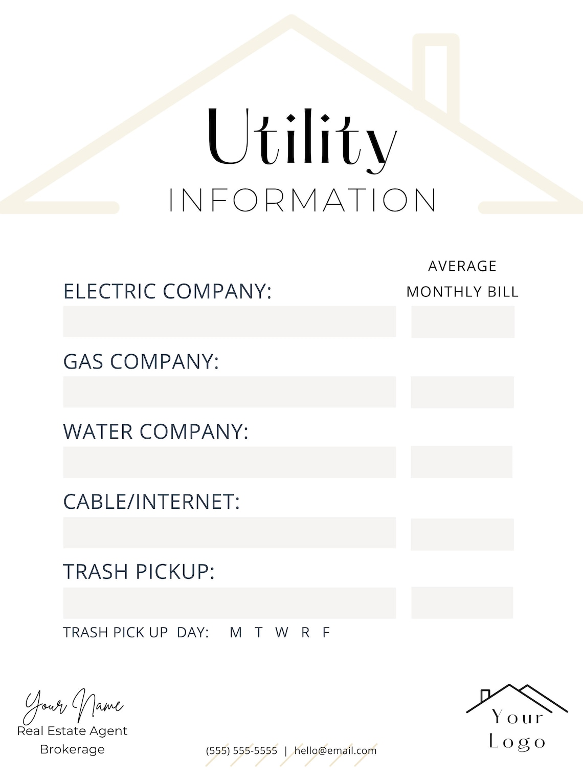 Utility Information for Real Estate Marketing for Realtors Canva ...