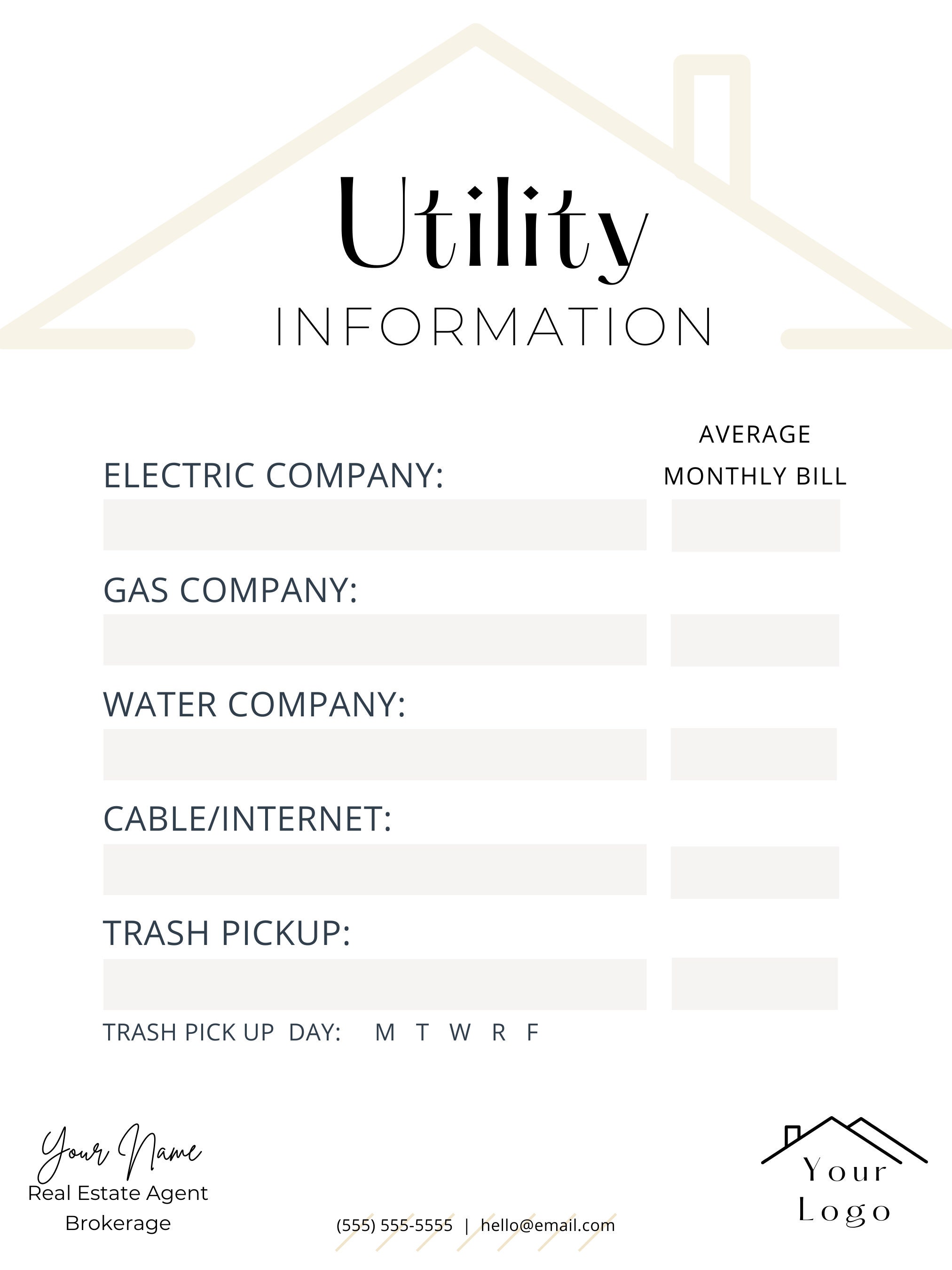 Utility Information for Real Estate | Marketing for Realtors | Canva ...
