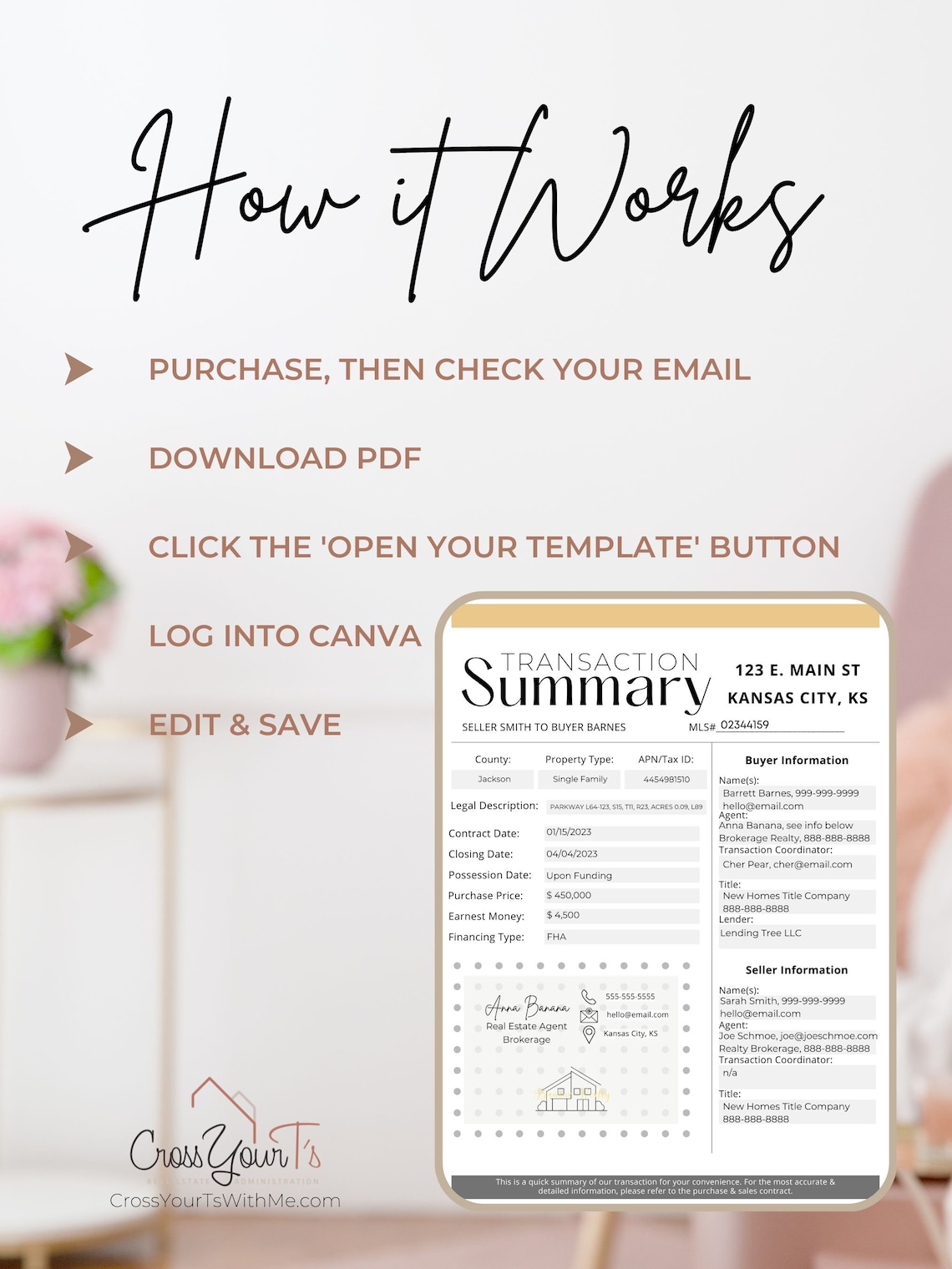 Real Estate Transaction Summary Template: Realtor Marketing (canva ...