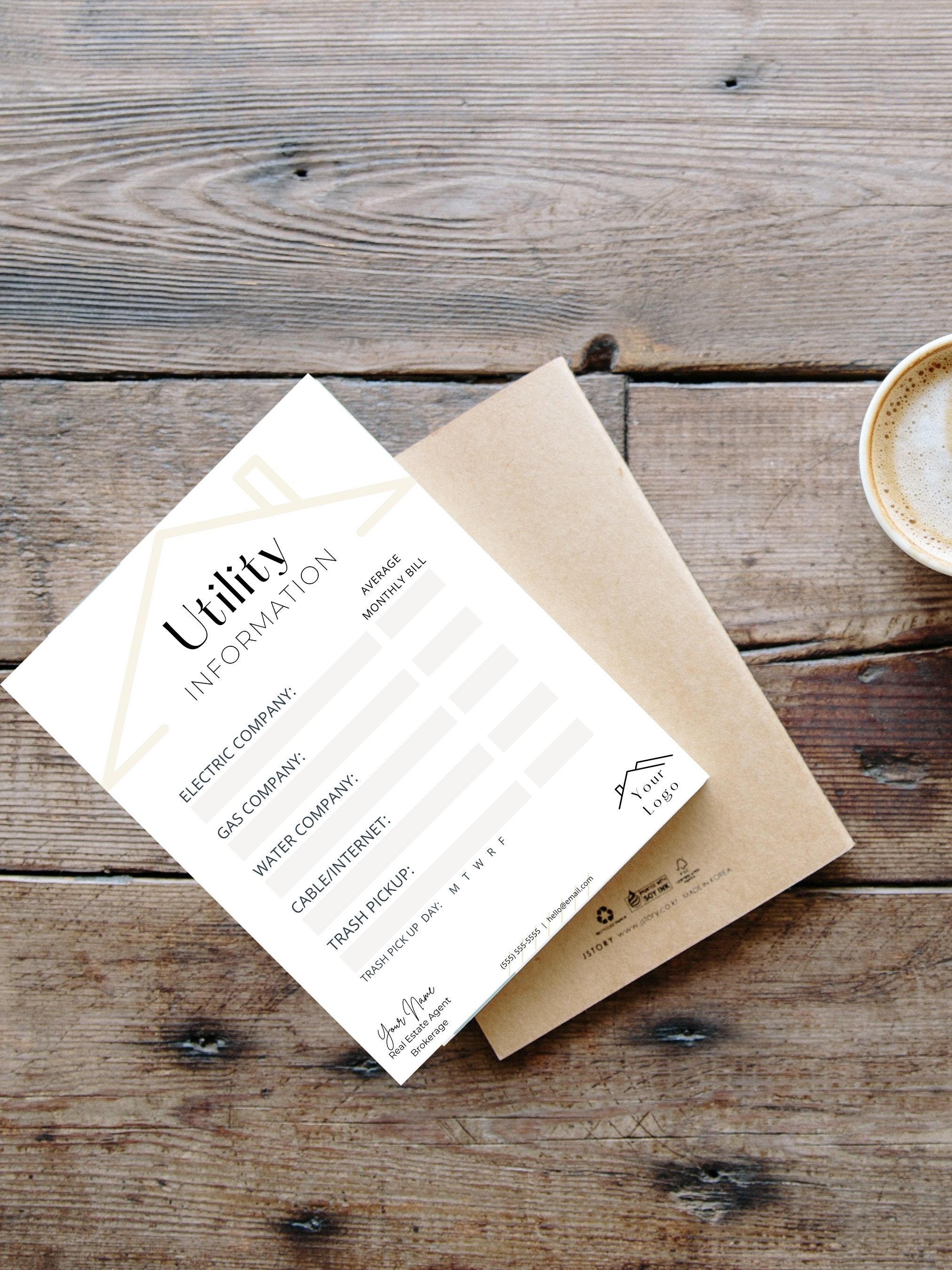 Real Estate Utility Information Sheet: Canva Template (digital Download ...