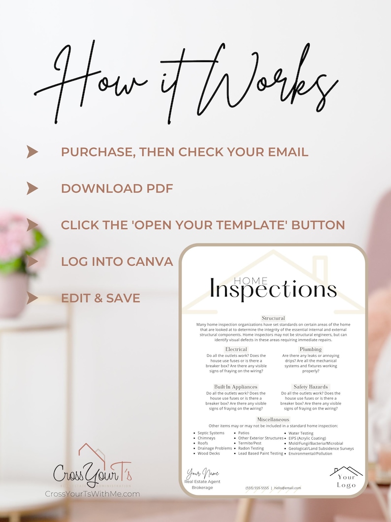 Real Estate Home Inspection Sheet: Canva Template for Realtors (digital ...